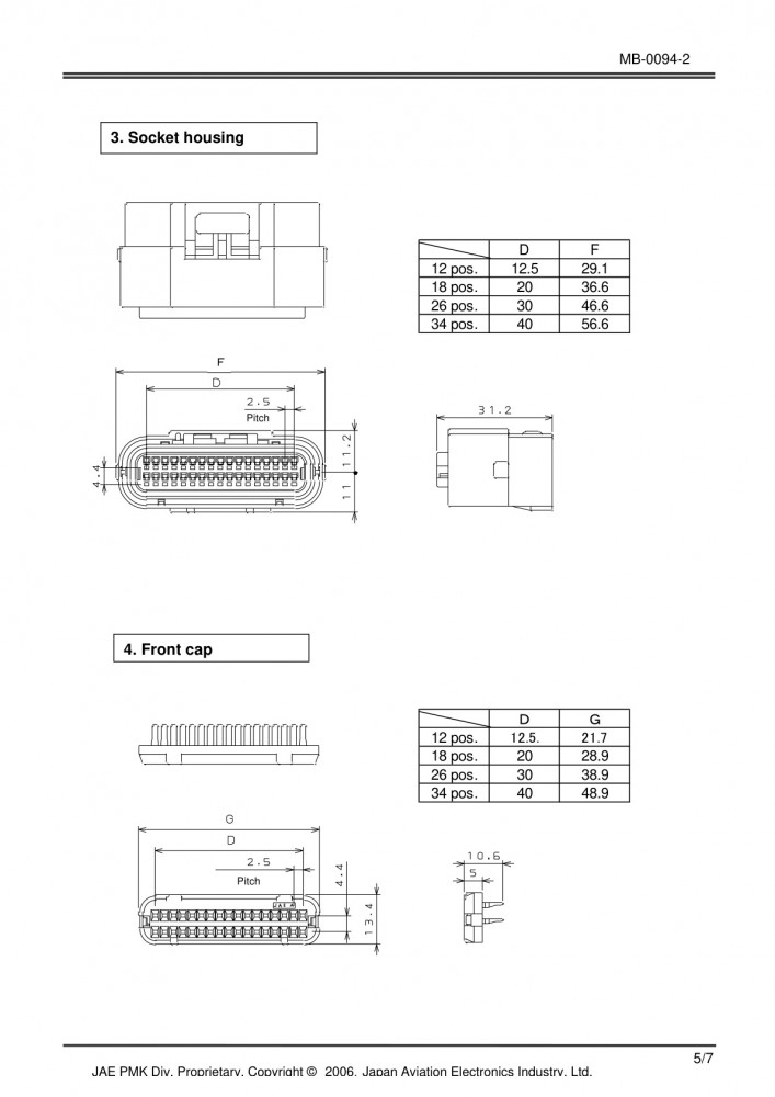 JAE MX23A technical document page 5