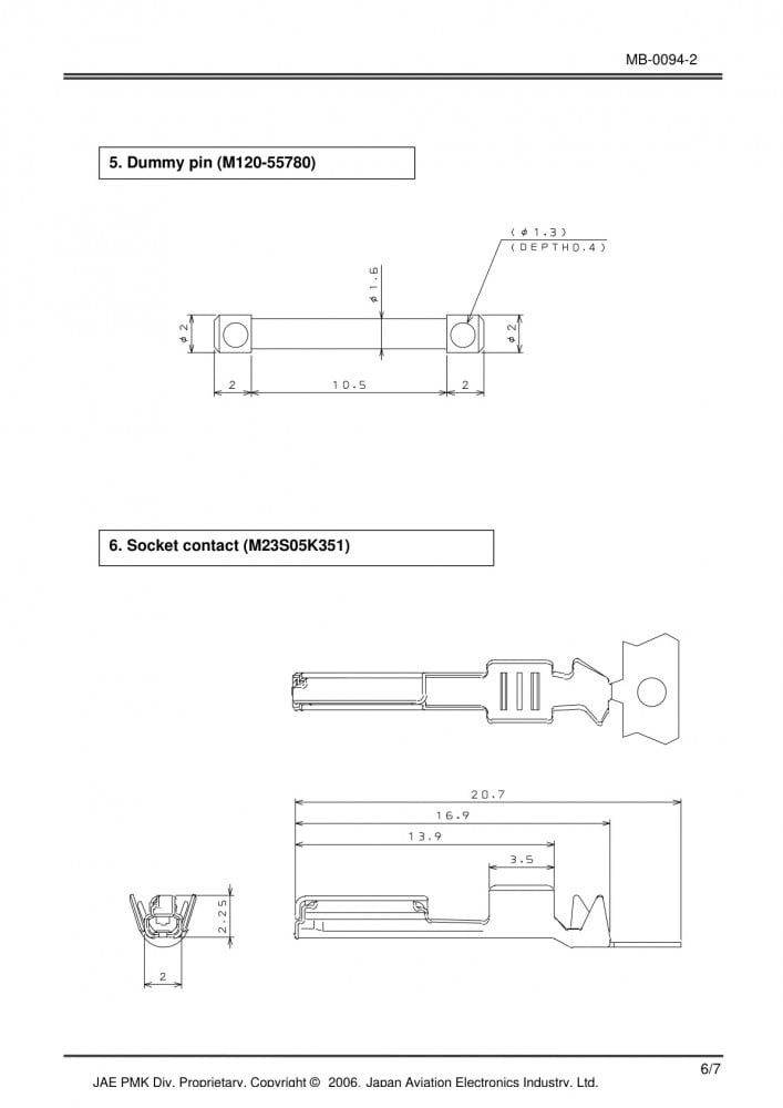 JAE MX23A technical document page 6