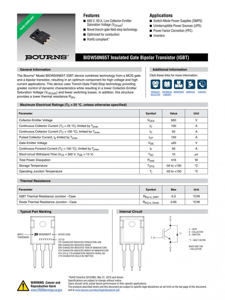 BIDW50N65T datasheet page 1