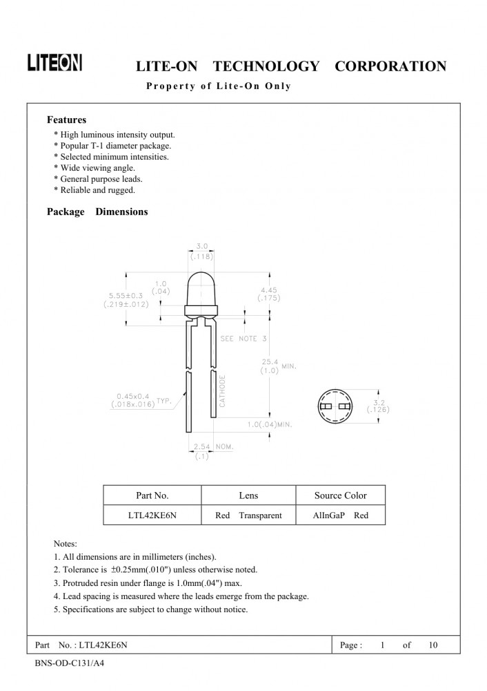 LTL42KE6N datasheet page 1
