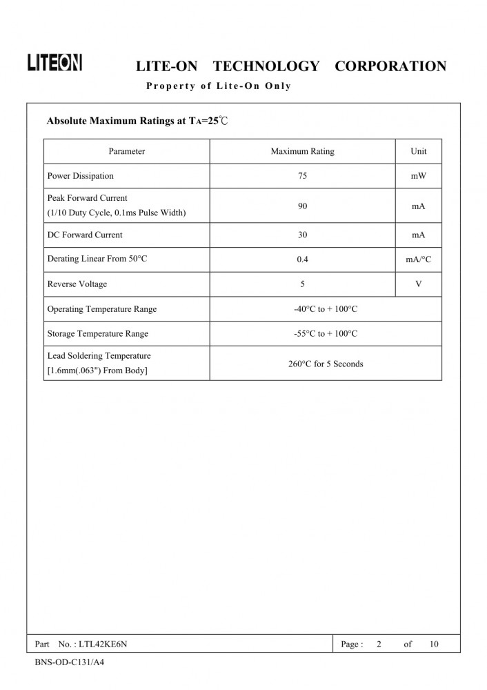 LTL42KE6N datasheet page 2