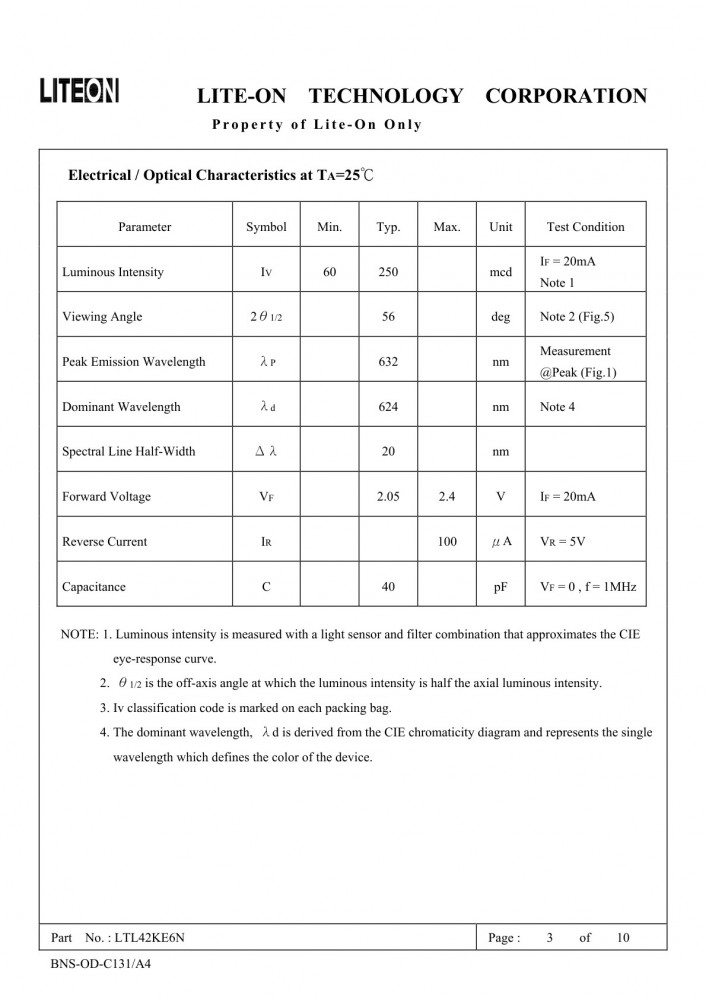 LTL42KE6N datasheet page 3
