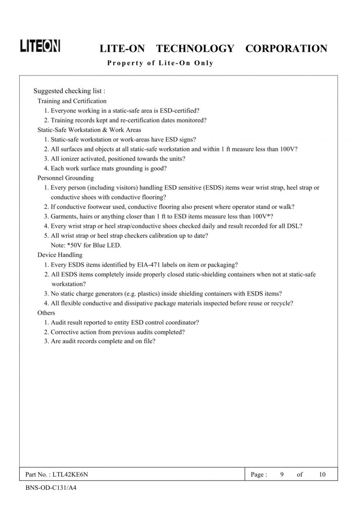 LTL42KE6N datasheet page 9