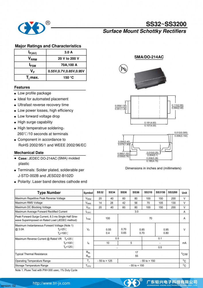 JUXING SS310A50 datasheet page 1