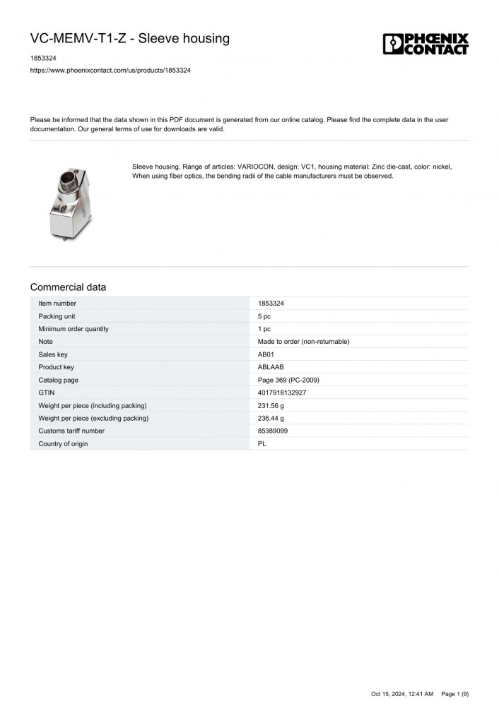 Phoenix Contact 1853324 technical page 1