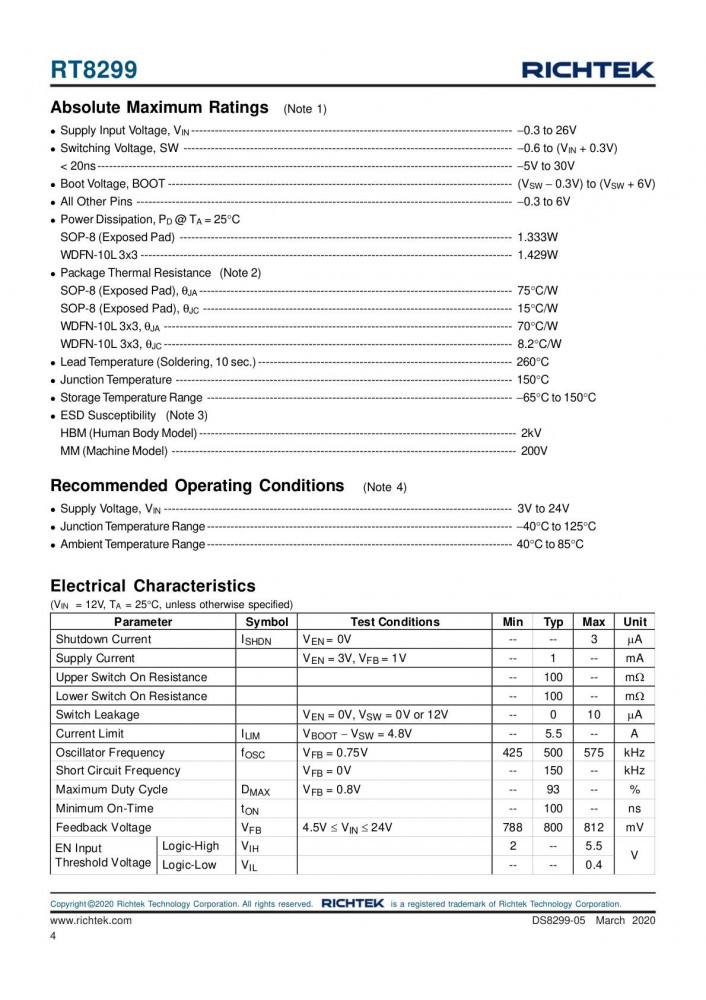 RT8299 datasheet page 4