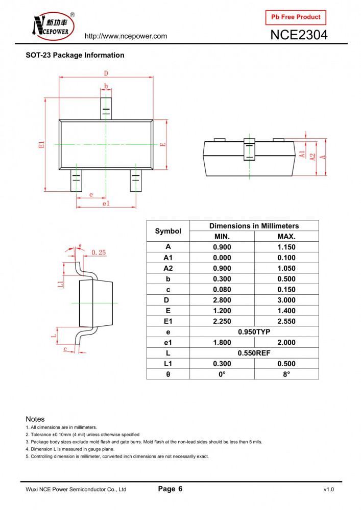 NCE2304 datasheet page 6