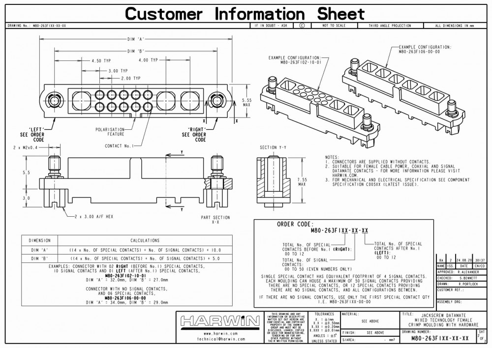 Harwin M80-263F110-00-00 technical drawing preview