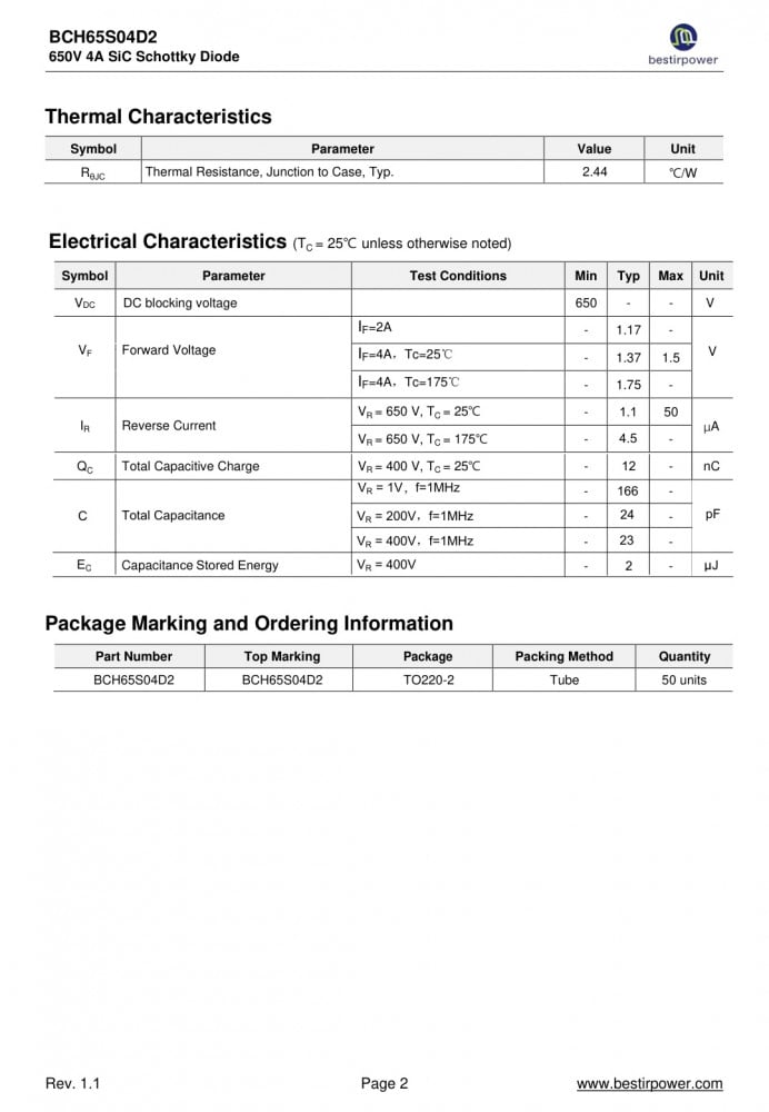 BCH65S04D2 datasheet page 2