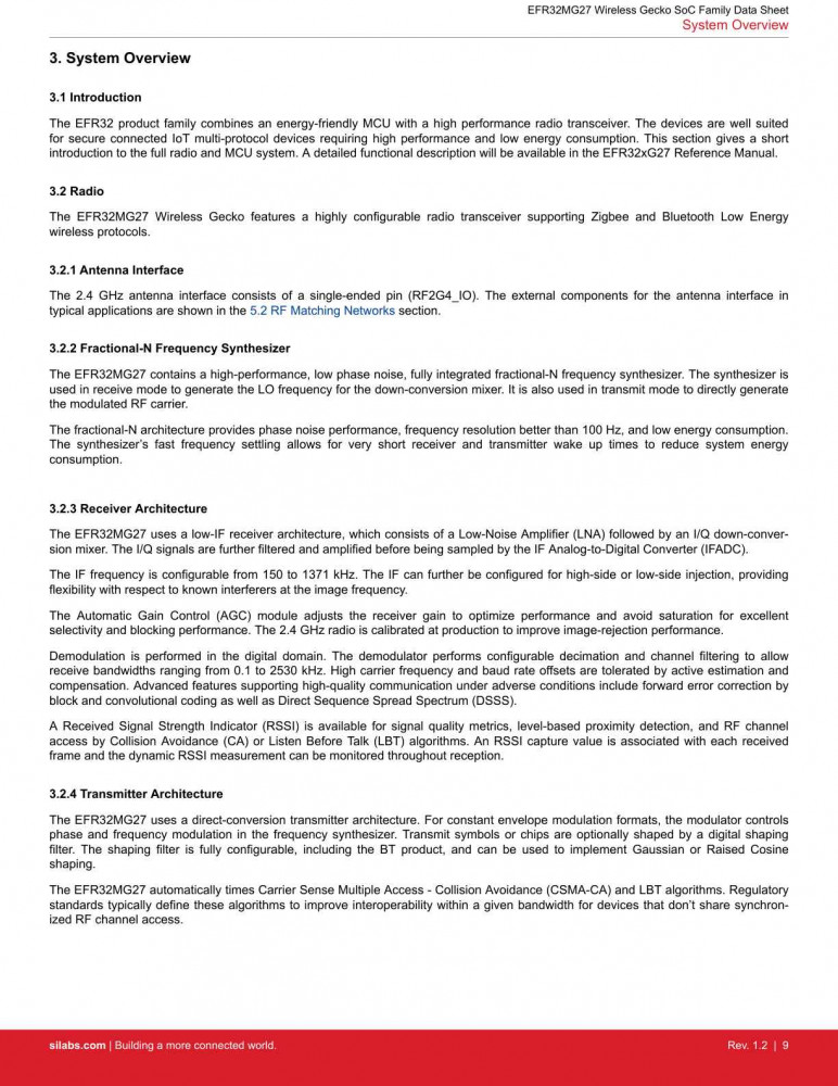 EFR32MG27 datasheet preview, page 9