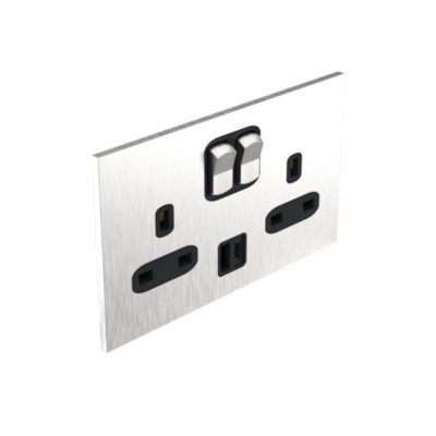 Art d'Arnould - Combi 2 BS 13 A SW socket SP+ USB A+C 3A 15W- Epure brushed stee for sale