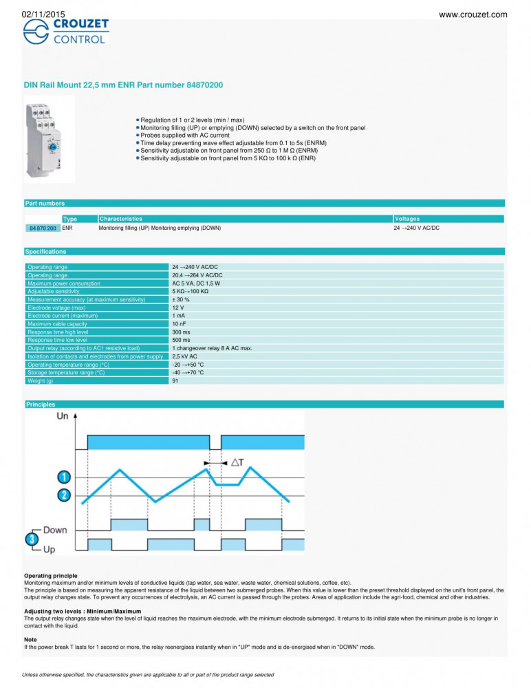 84870200 ENR product document, page 1