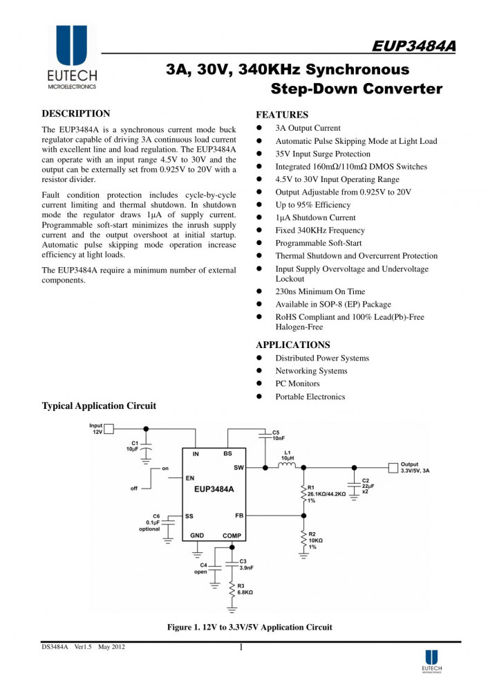 EUP3484A datasheet page 1