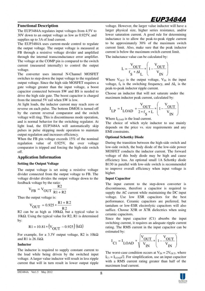 EUP3484A datasheet page 8