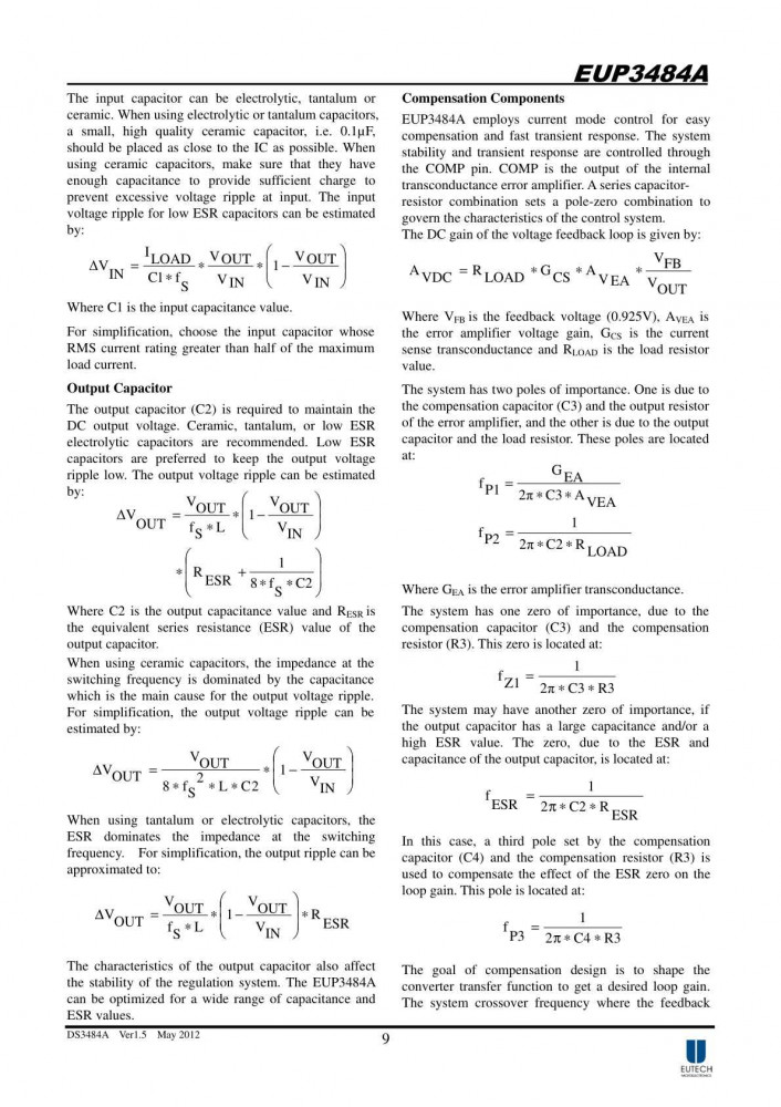 EUP3484A datasheet page 9