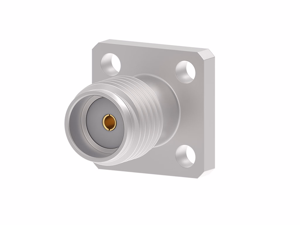SMA Jack, Straight, 4-Hole Flange Mount, 0.375
