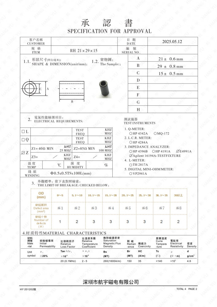 RH21×29×15 approval document page 2