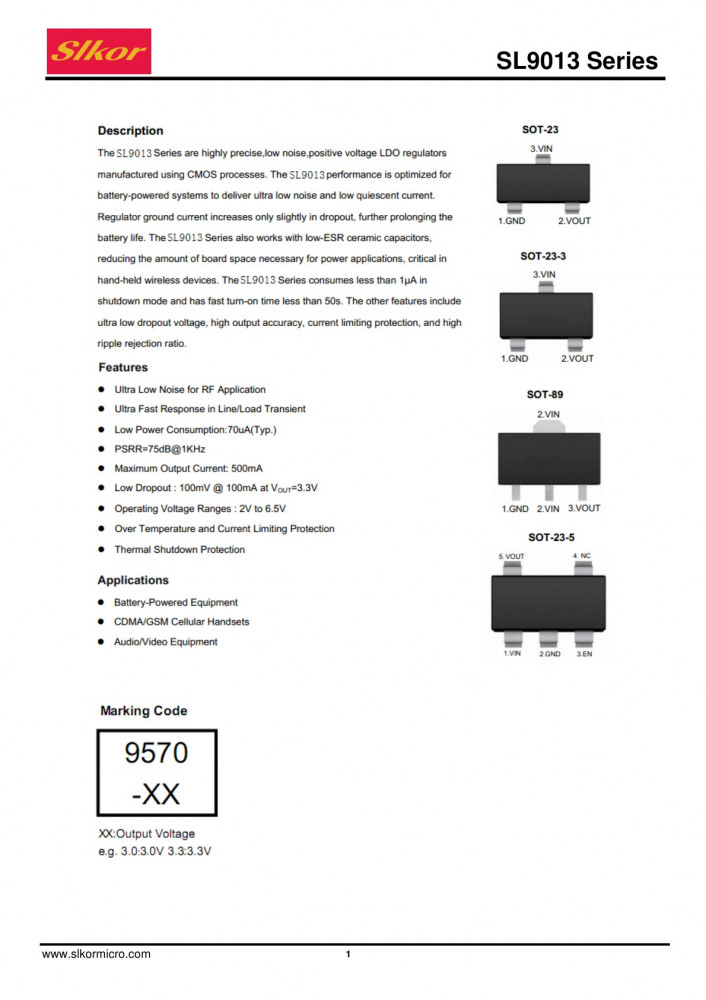 SL9013 datasheet page 1