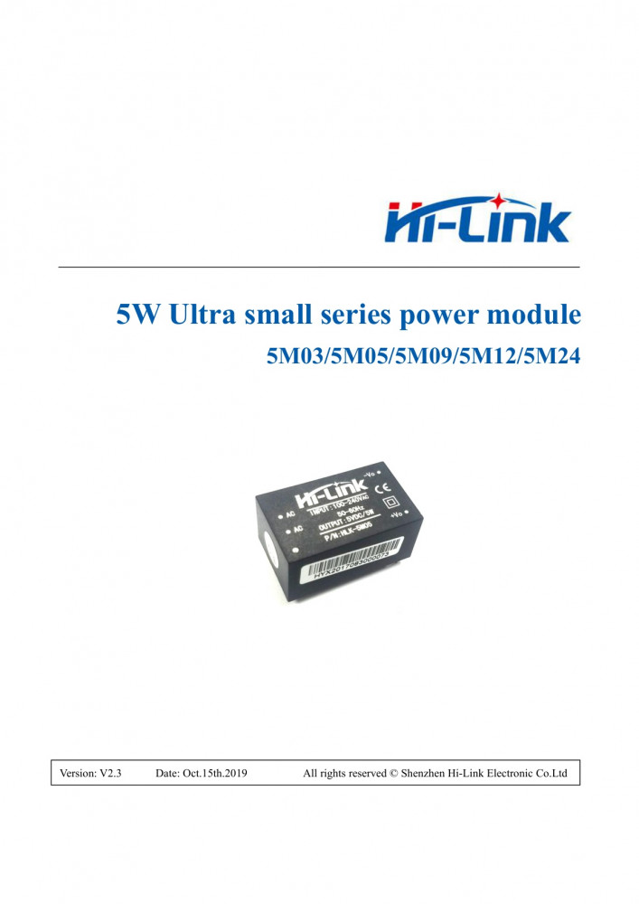 HLK-5M09 datasheet page 1
