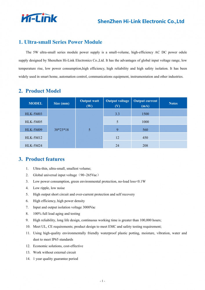 HLK-5M09 datasheet page 3
