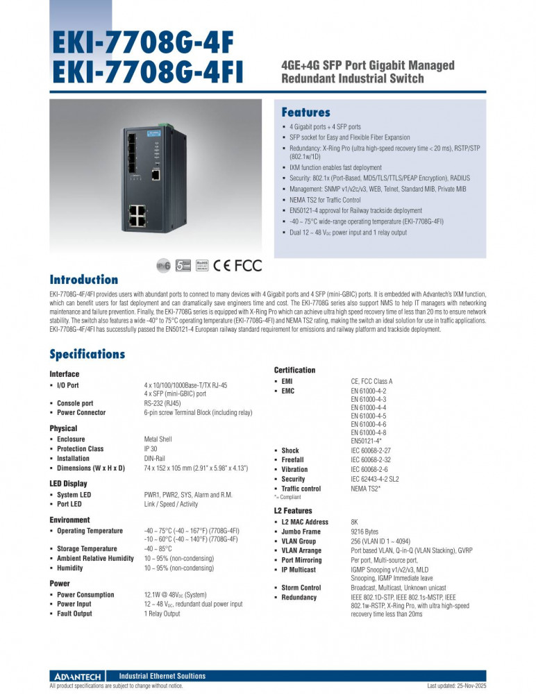 EKI-7708G-4FI technical document image, page 1