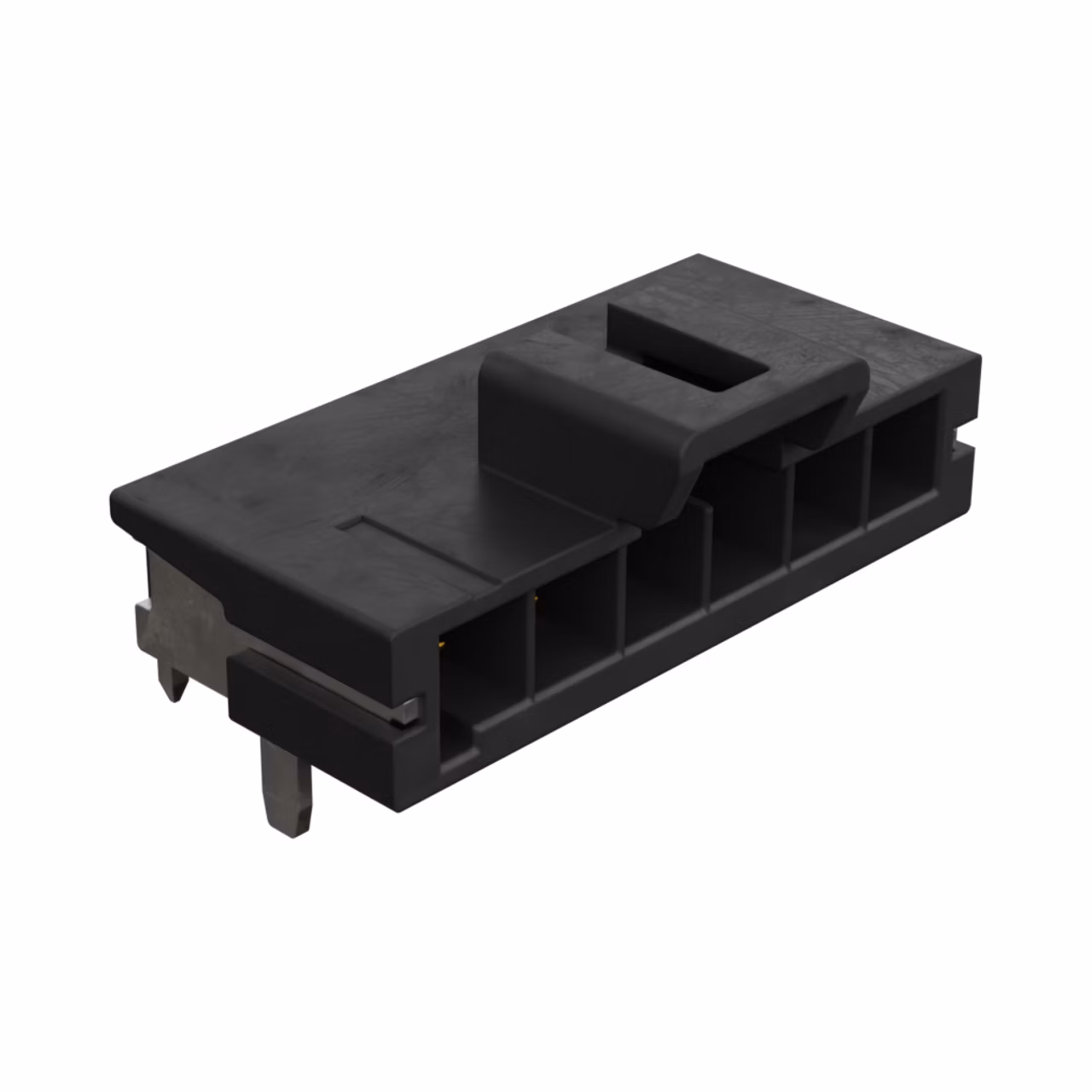 Ultra-Fit Right-Angle Header with Solder Nail, 3.50mm Pitch, Single Row,  6 Circuits, 0.38µm Gold (Au) Plating, Black, Glow-Wire Capable, Tray for sale