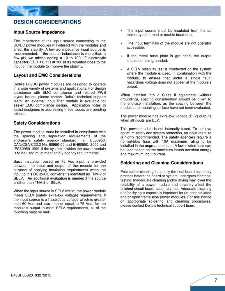 DELTA E48SH datasheet page 7