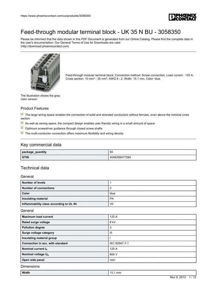 UK 35 N BU 3058350 technical document page 1