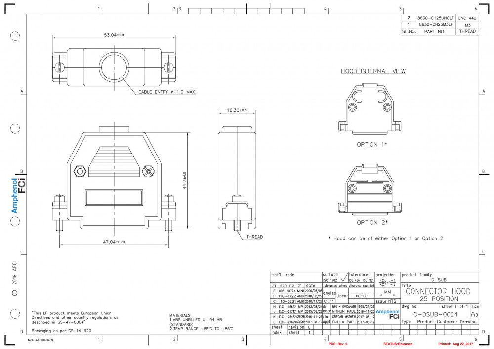 Amphenol 8630CH25M3LF document preview