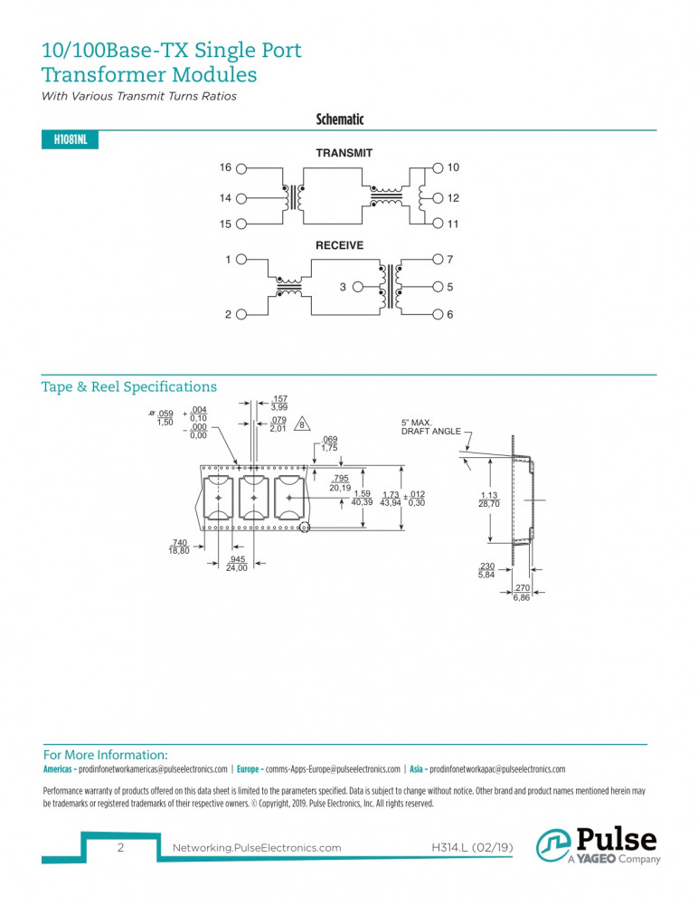 PULSE H1081NL datasheet page 2