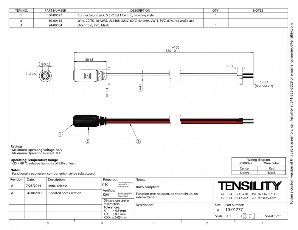 Tensility International 10-01777 product drawing preview