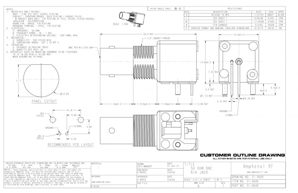 Amphenol 031-5640 technical document preview