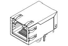 Modular Jack, Right-Angle, 10/100, with Integrated Magnetic and LED, 8/8, Tail Length 3.18mm for IR Reflow, Lead-Free for sale