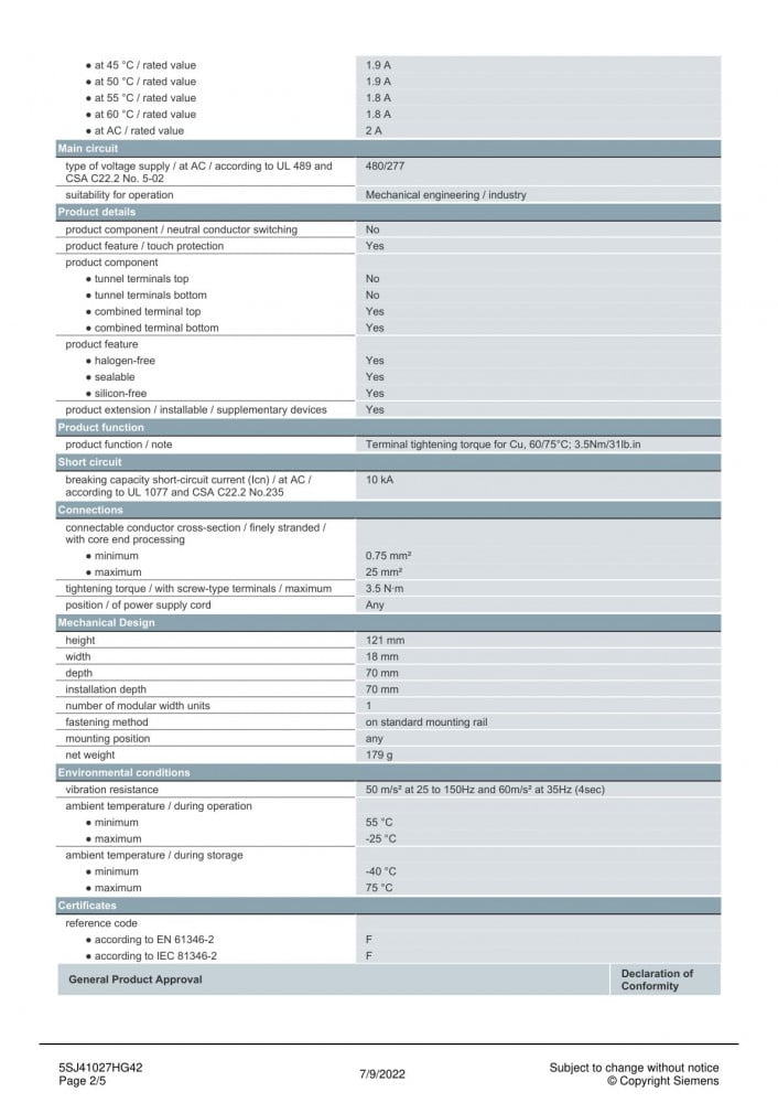 SIEMENS 5SJ4102-7HG42 technical document page 2