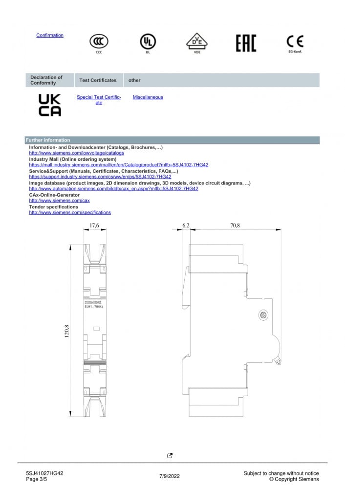 SIEMENS 5SJ4102-7HG42 technical document page 3