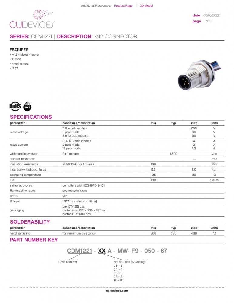 CDM1221 series datasheet page 1