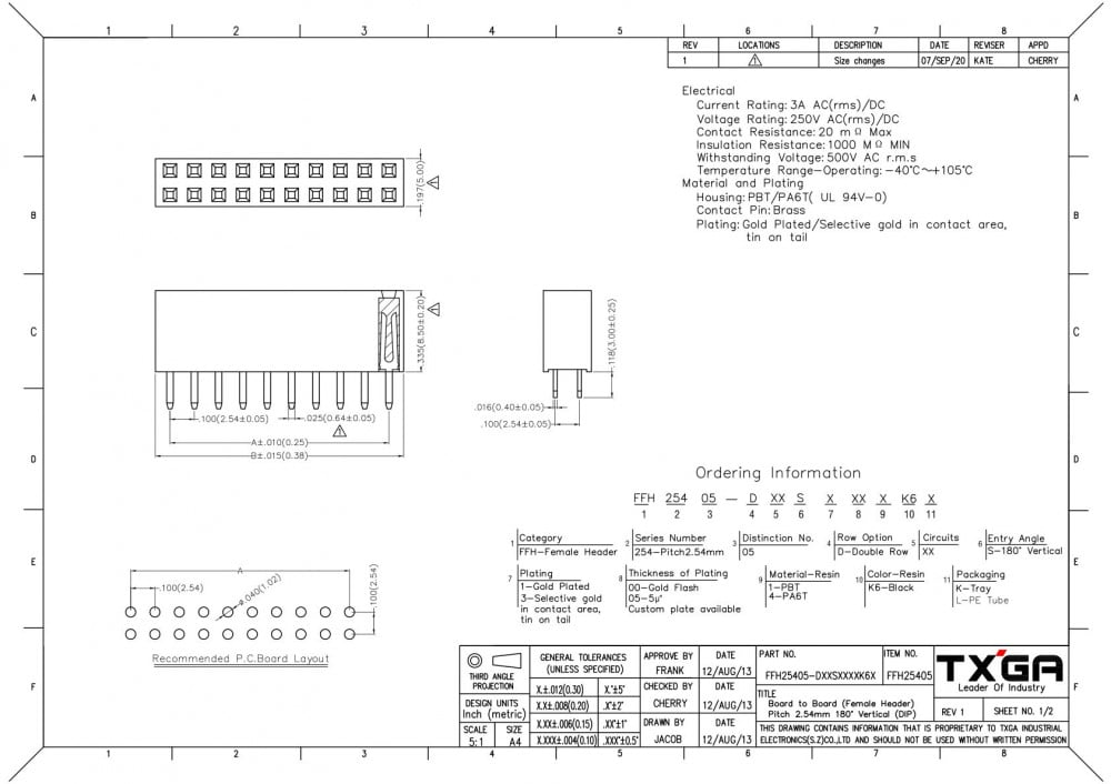 TXGA FFH25405 technical document page 3