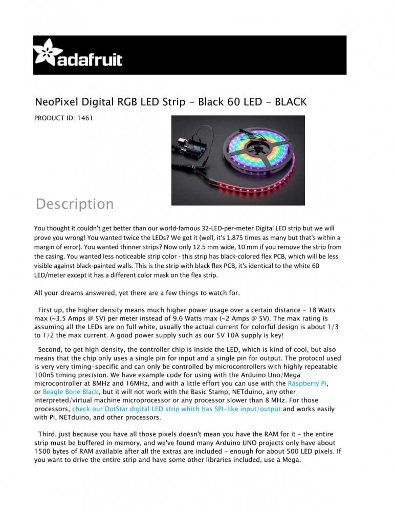 Adafruit 1461 technical document page 1