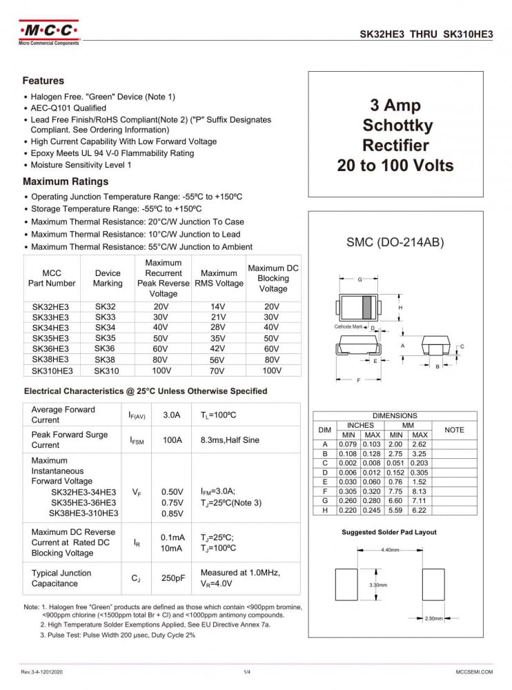 SK34HE3-TP datasheet page 1
