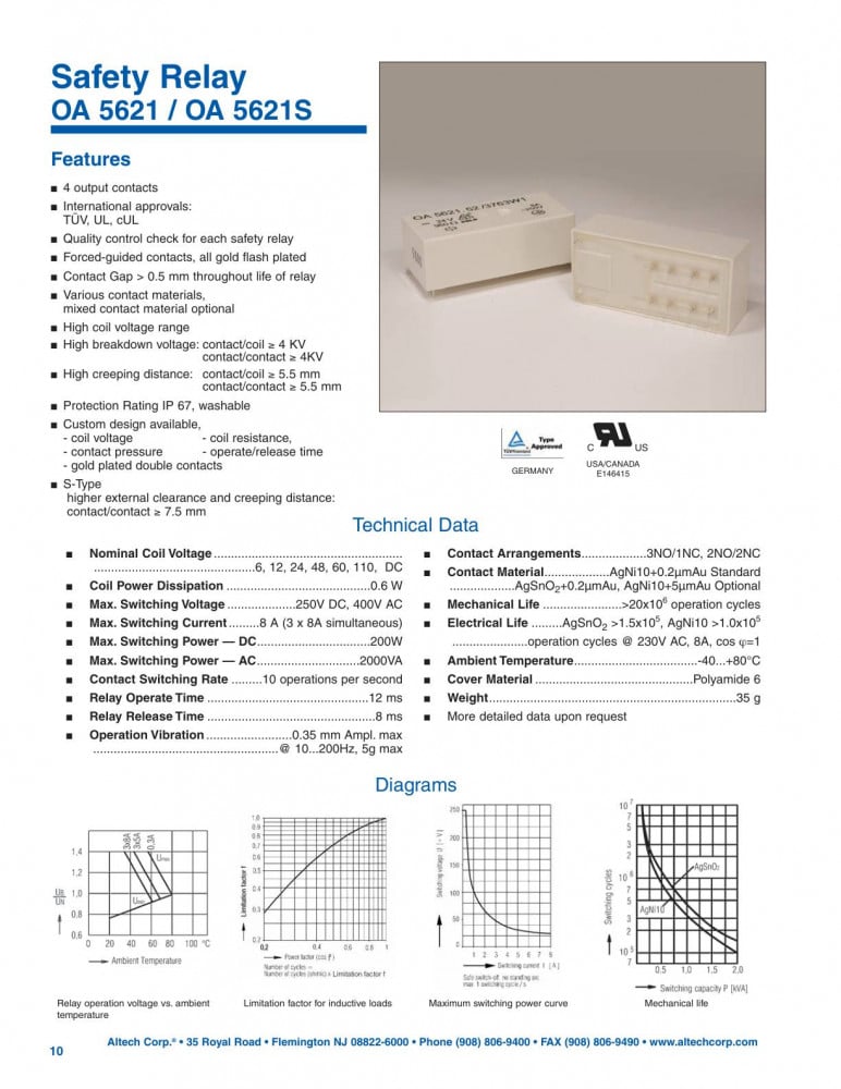 Altech safety relay catalog page 10