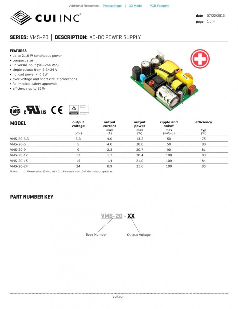 CUI VMS-20-24 datasheet page 1