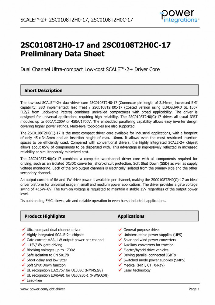 2SC0108T2H0C-17 datasheet page 1