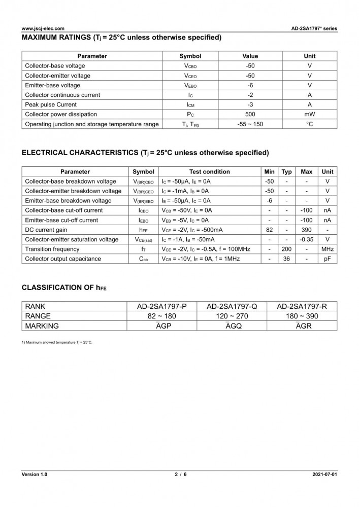 AD-2SA1797-Q datasheet page 2
