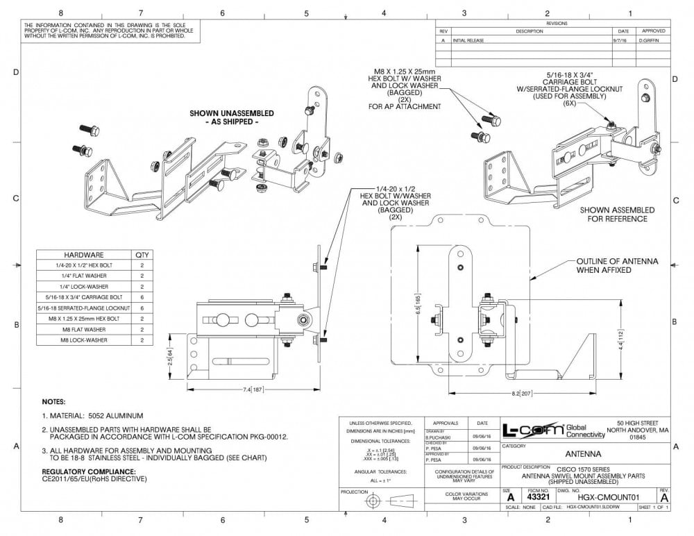 HGX-CMOUNT01 technical drawing