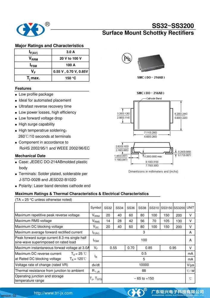 JUXING SS34C datasheet page 1
