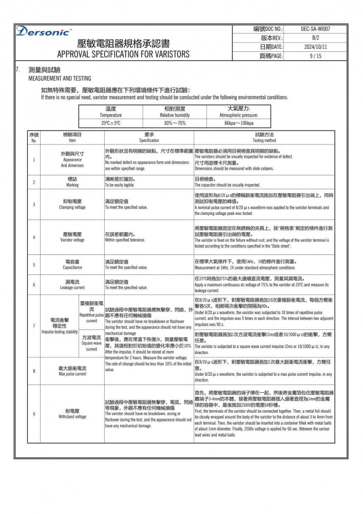 Dersonic approval specification page 10