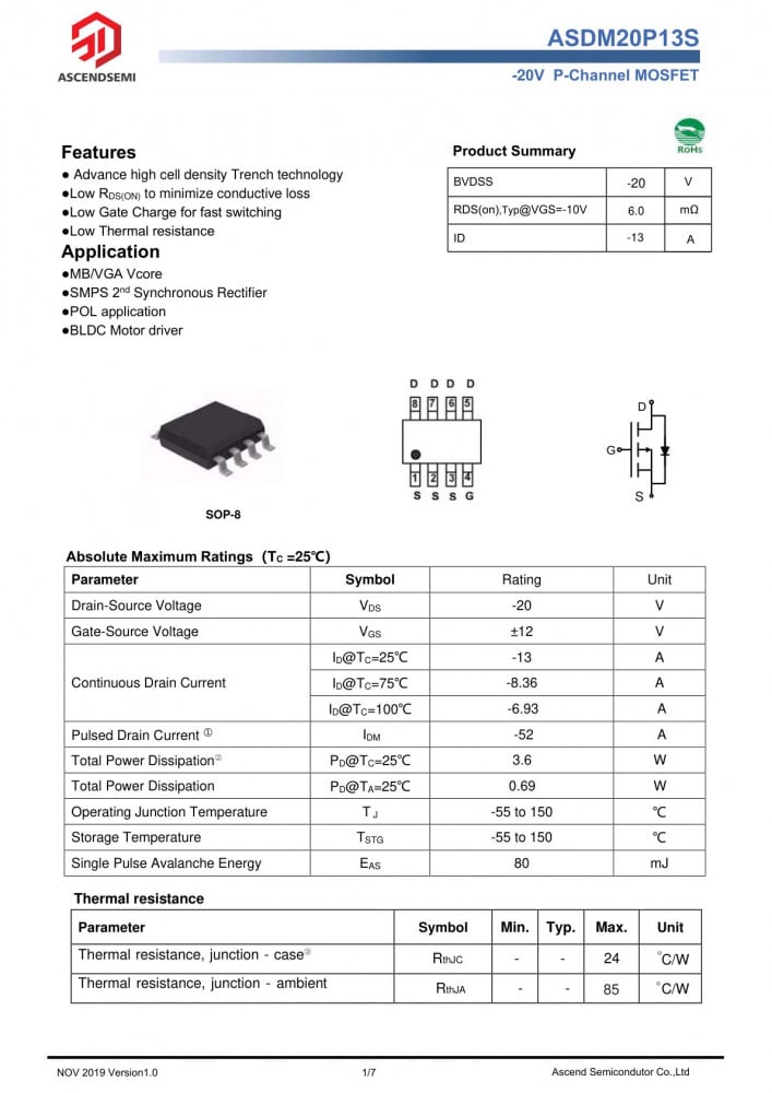 ASDM20P13S-R datasheet page 1