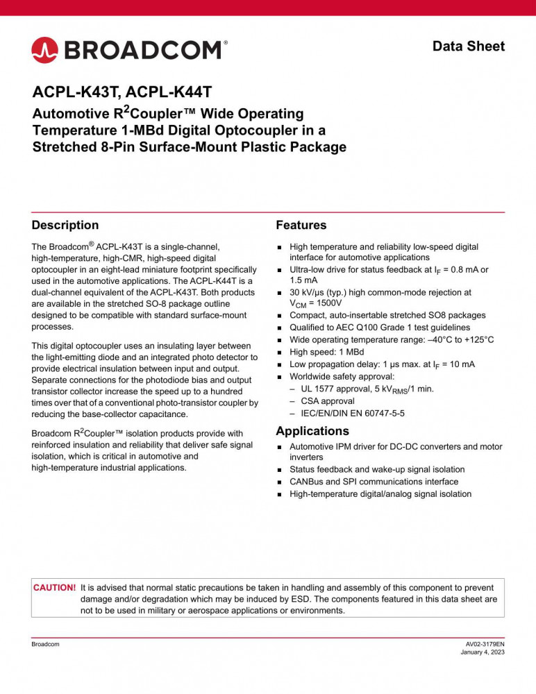ACPL-K43T-000E datasheet page 1