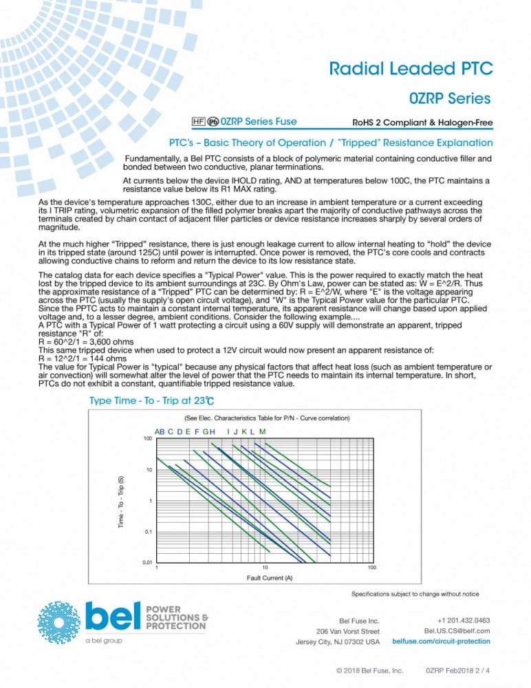 Bel Fuse OZRP Series datasheet page 2