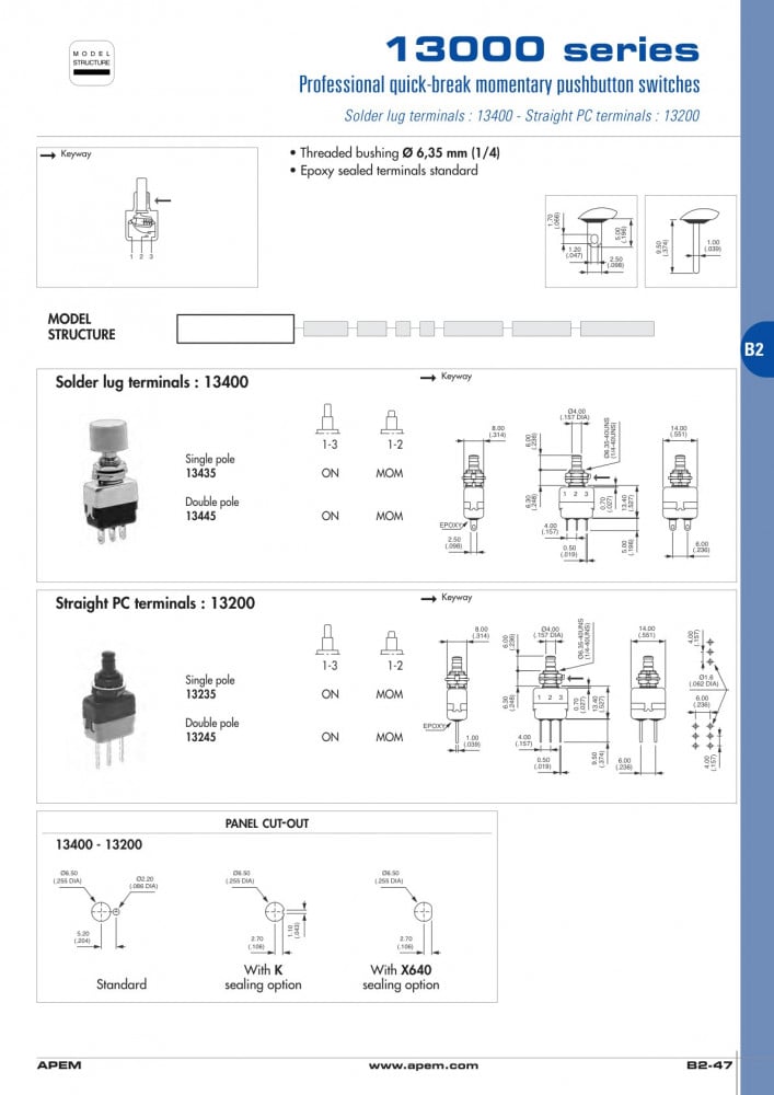 APEM U482 technical document page 4